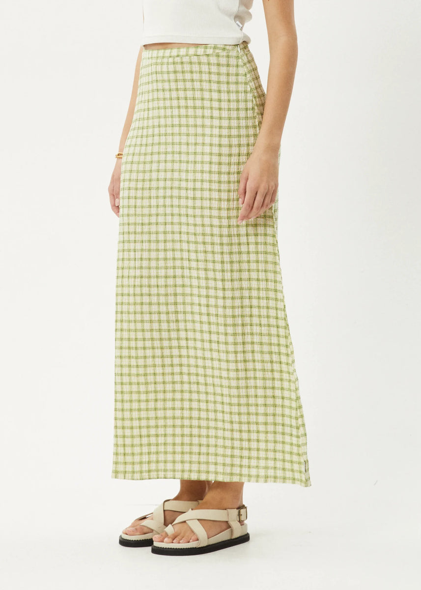 AFENDS Womens Darcy - Check Maxi Skirt - Lemongrass Check | Elwood 101