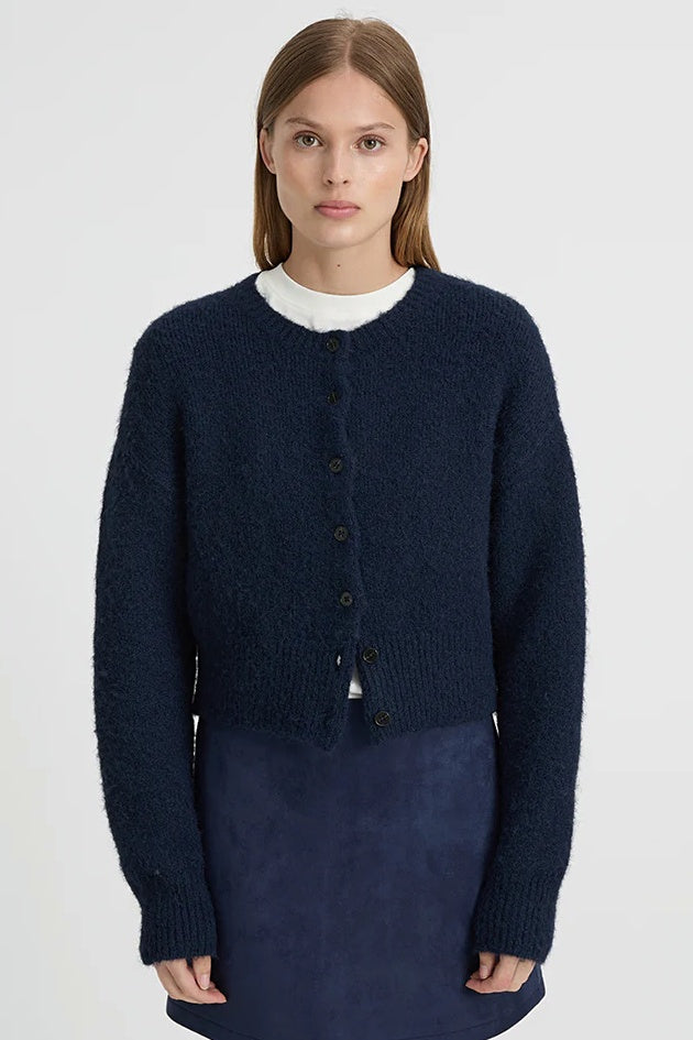 BLANCA Marlo Cardigan Navy – Oversized Wool Blend Knit | Elwood 101