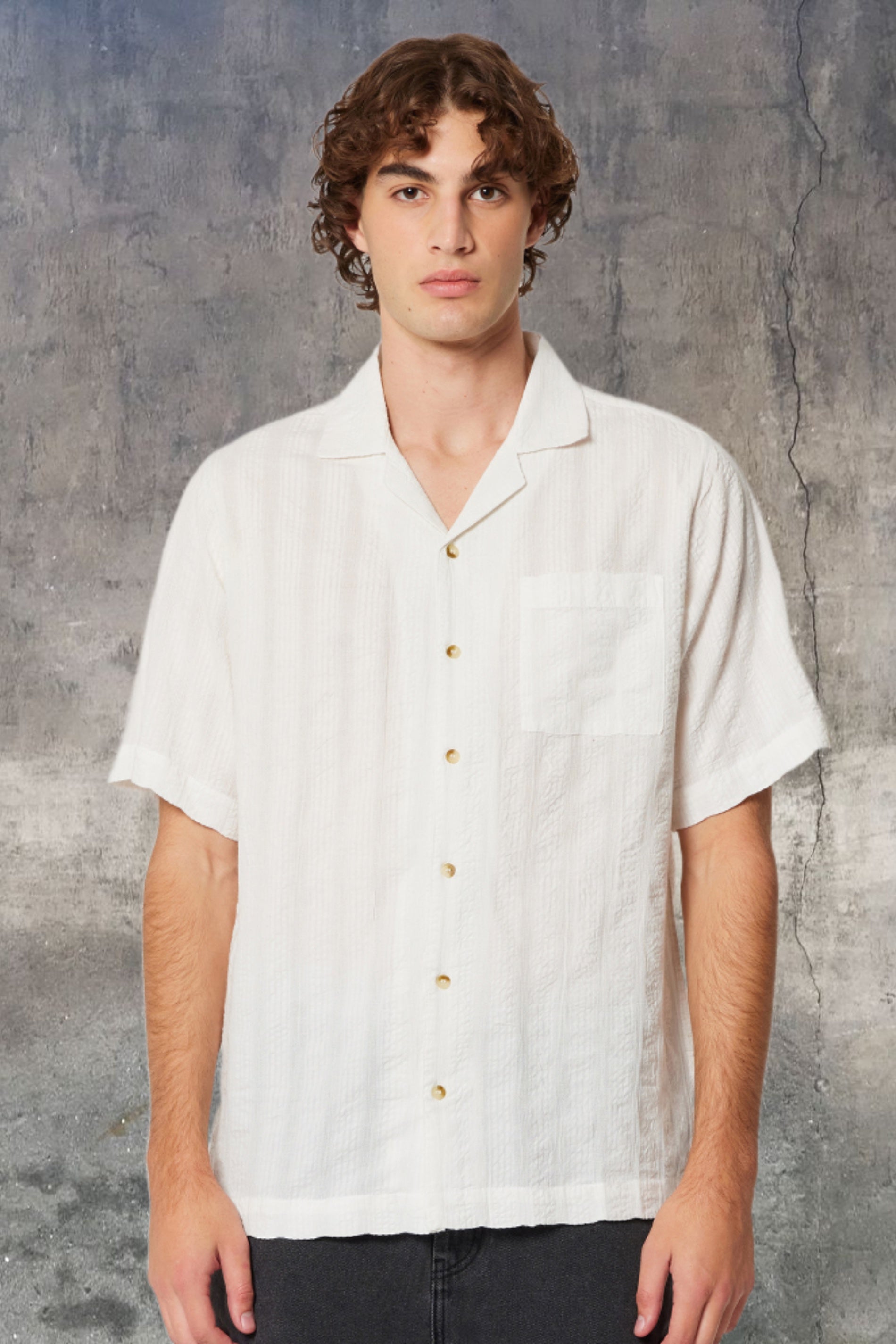 ROLLAS Mens Seersucker Short Sleeve Shirt - Vintage White – Elwood 101