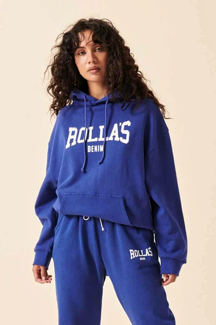 ROLLAS Womens Workout Slouch Hood Sweat Electric Blue – Elwood 101