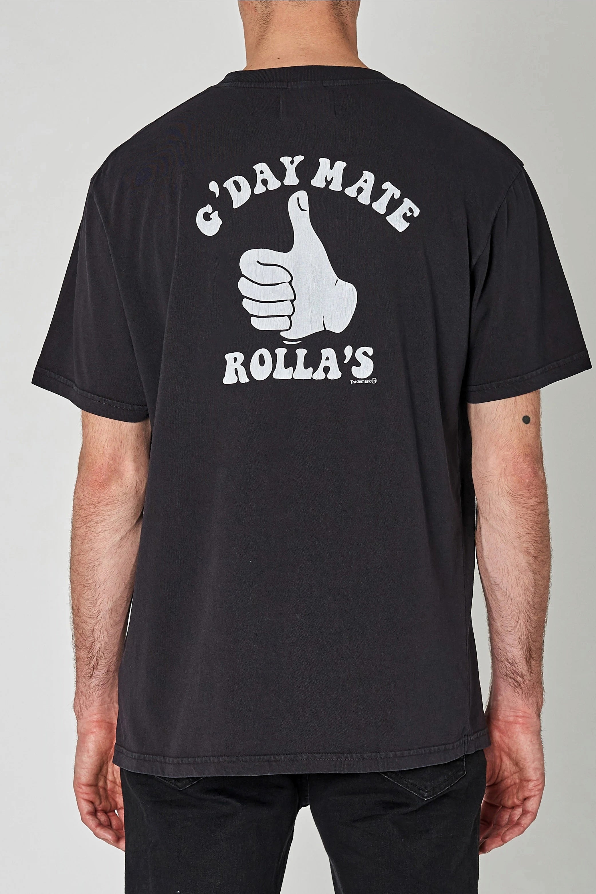 ROLLAS Mens G'Day Mate Logo Tee Shirt Vintage Black – Elwood 101
