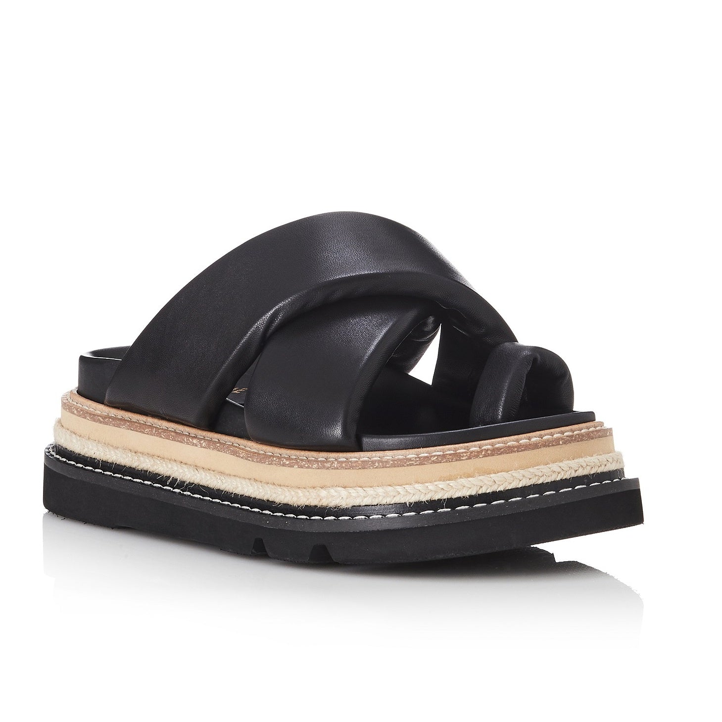 ALIAS MAE Womens Venga Black Leather Slides – Elwood 101
